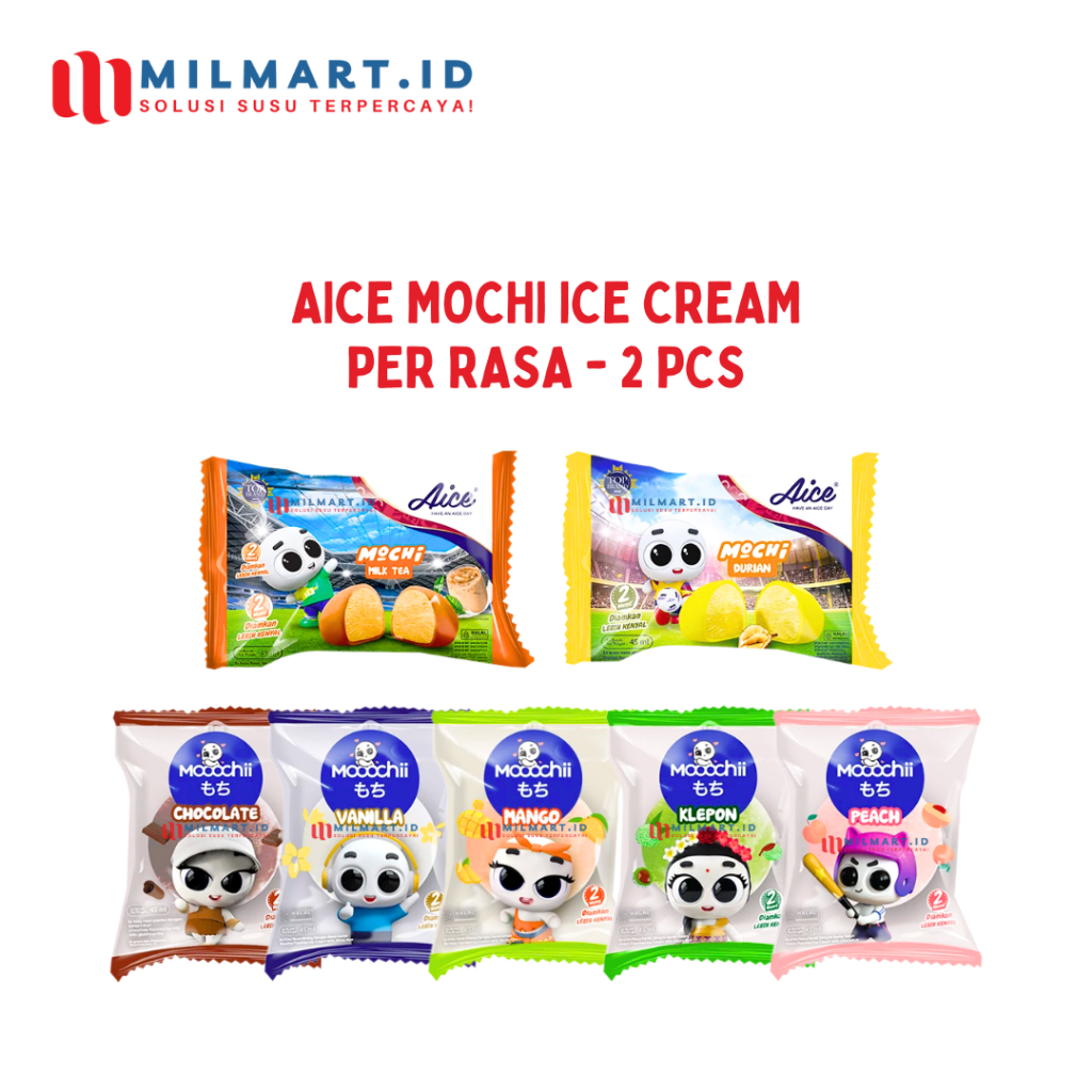 Jual AICE MOCHI ICE CREAM ES KRIM PER 2PCS DURIAN/PEACH/KLEPON/COKLAT ...