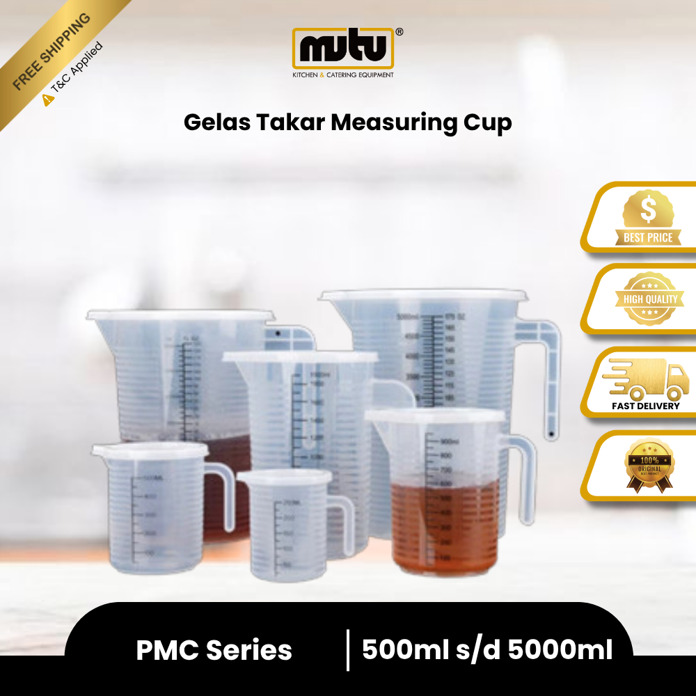 Jual MUTU Gelas Ukur Takar Plastik Bening Measuring Cup PMC 500ml 1000ml 2000ml 3500ml 5000ml ...
