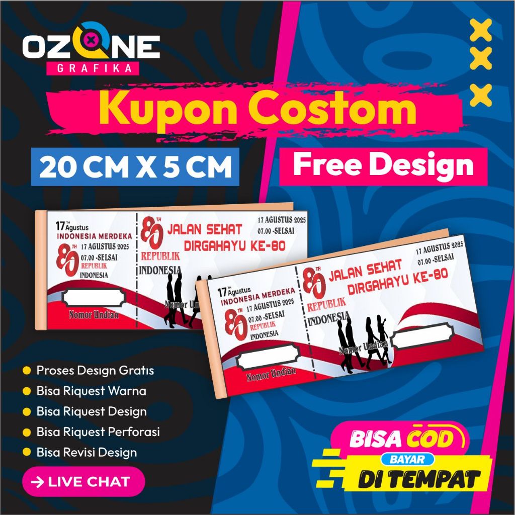 Jual PROMO Cetak Kupon Murah isi 50Free Design 17 Agustus Bebas Nama ...