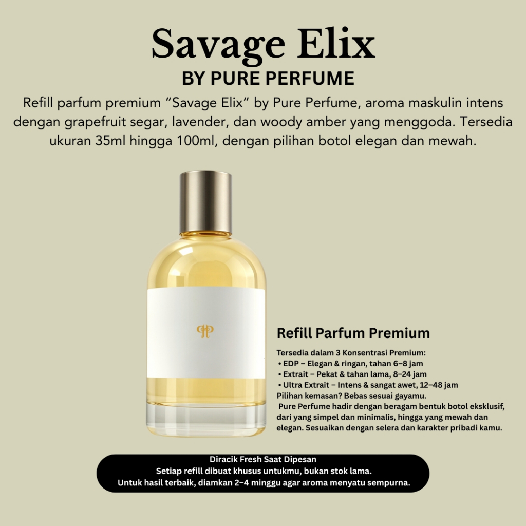 Jual Savage Elix by Pure Perfume, Refill Parfum Premium Pria Intens ...