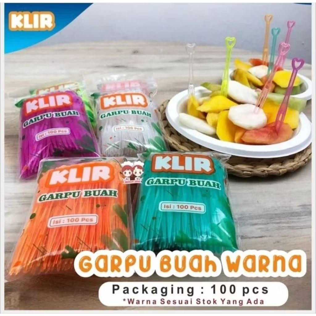 Jual Garpu Buah/ Garpu Kue Cake/Garpu Puding Garpu Warna Isi 100 pcs ...