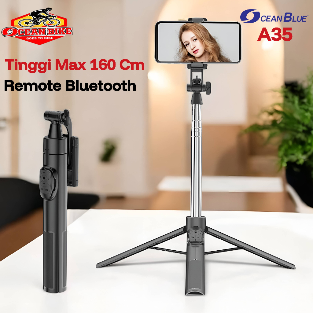 Jual OCEANBLUE Tripod Tongsis Bluetooth Remote A35 160cm Kamera Hp 3in1 Selfie Live Multifungsi ...