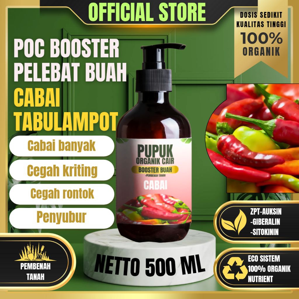 Jual Pupuk Organik Cair Booster Cabai Rawit Tabulampot Mempercepat Pembuahan Cabai Pedas Dan ...