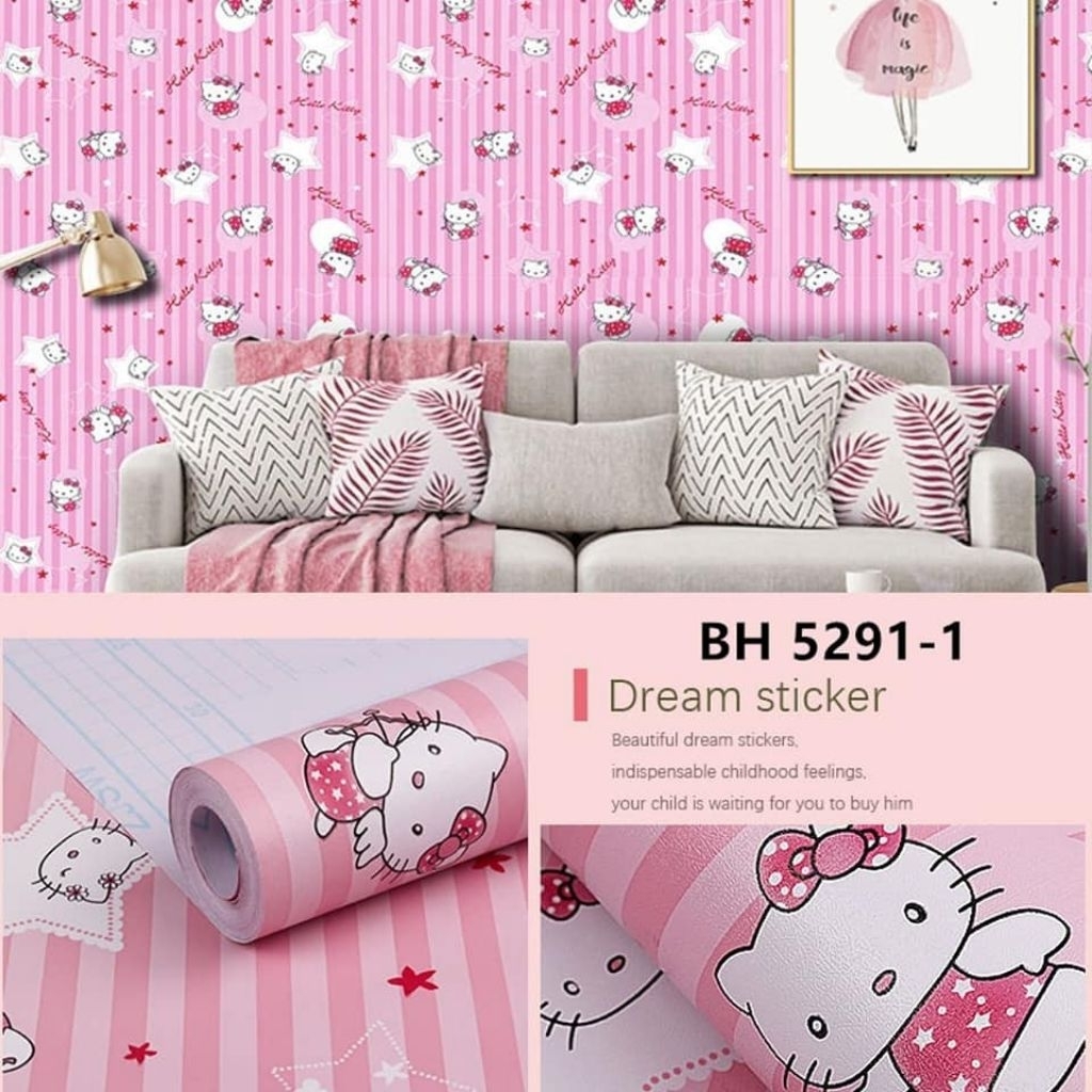 Jual Wallpaper dinding hello Kitty salur/ stiker dinding murah | Shopee Indonesia