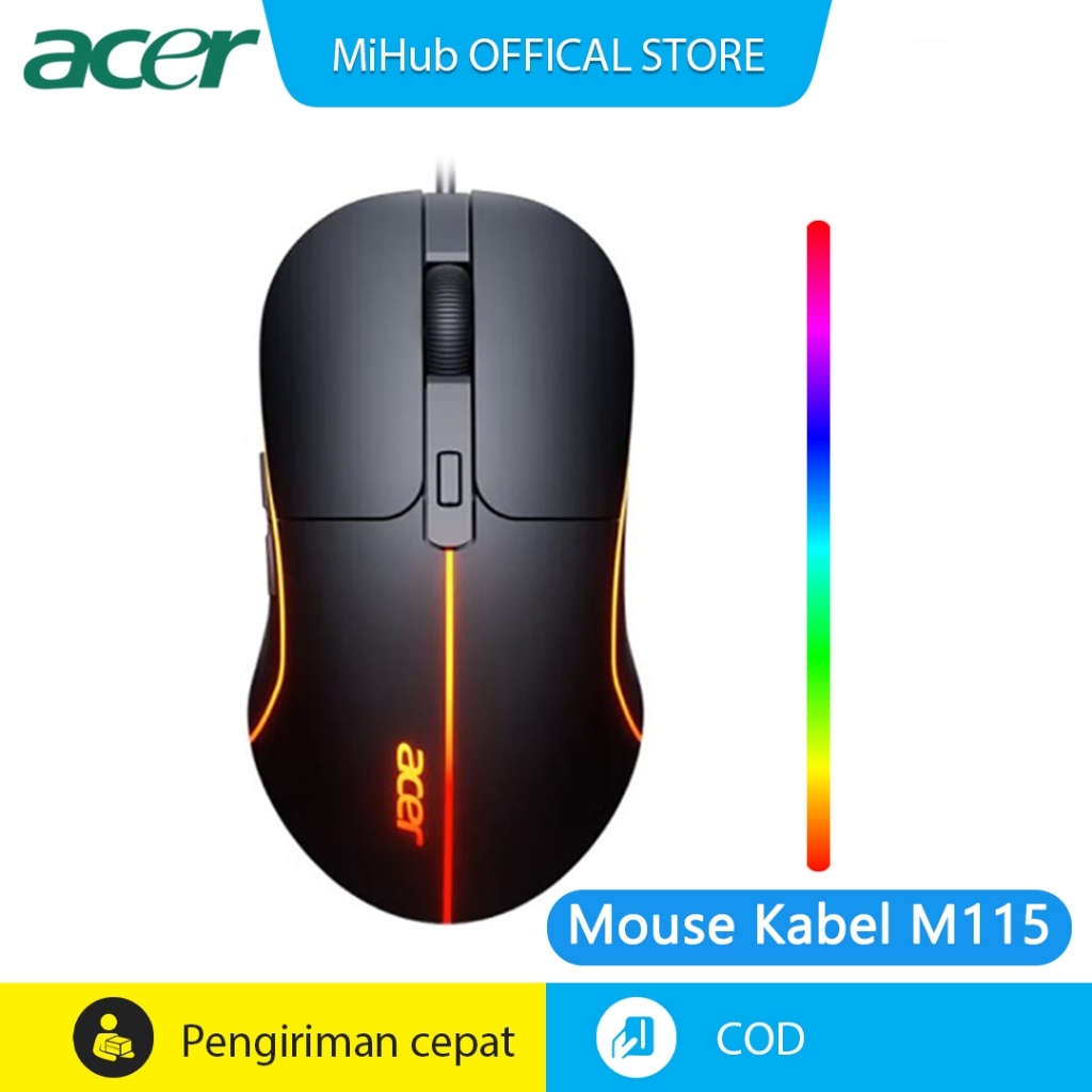 Jual 【ACER M115】Mouse Gaming & Kantor - LED 7 Warna, 3200DPI, Ergonomic ...