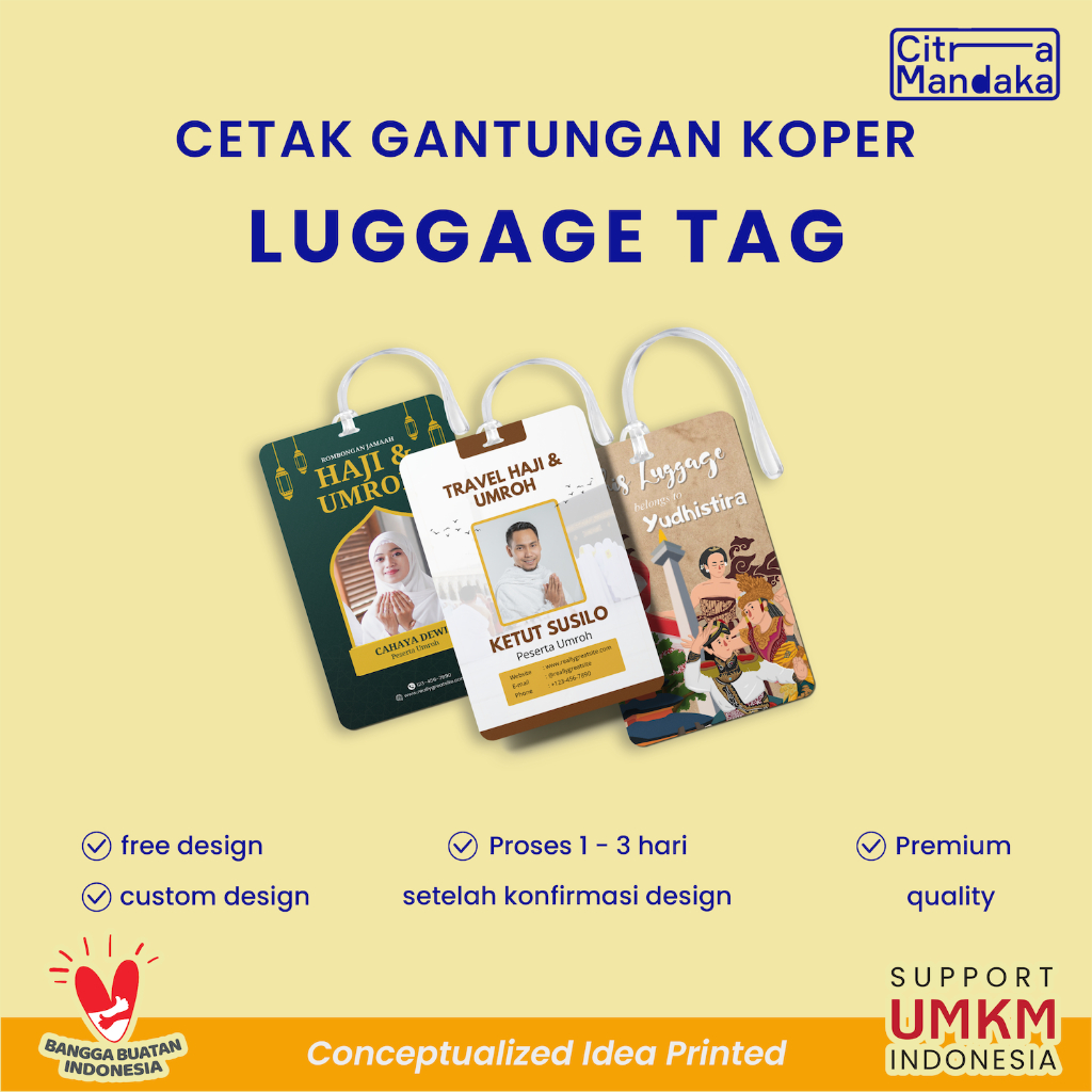 Jual Cetak Tag Koper Tour Haji Custom Pvc 0.76 mm Luggage Tag | Shopee ...