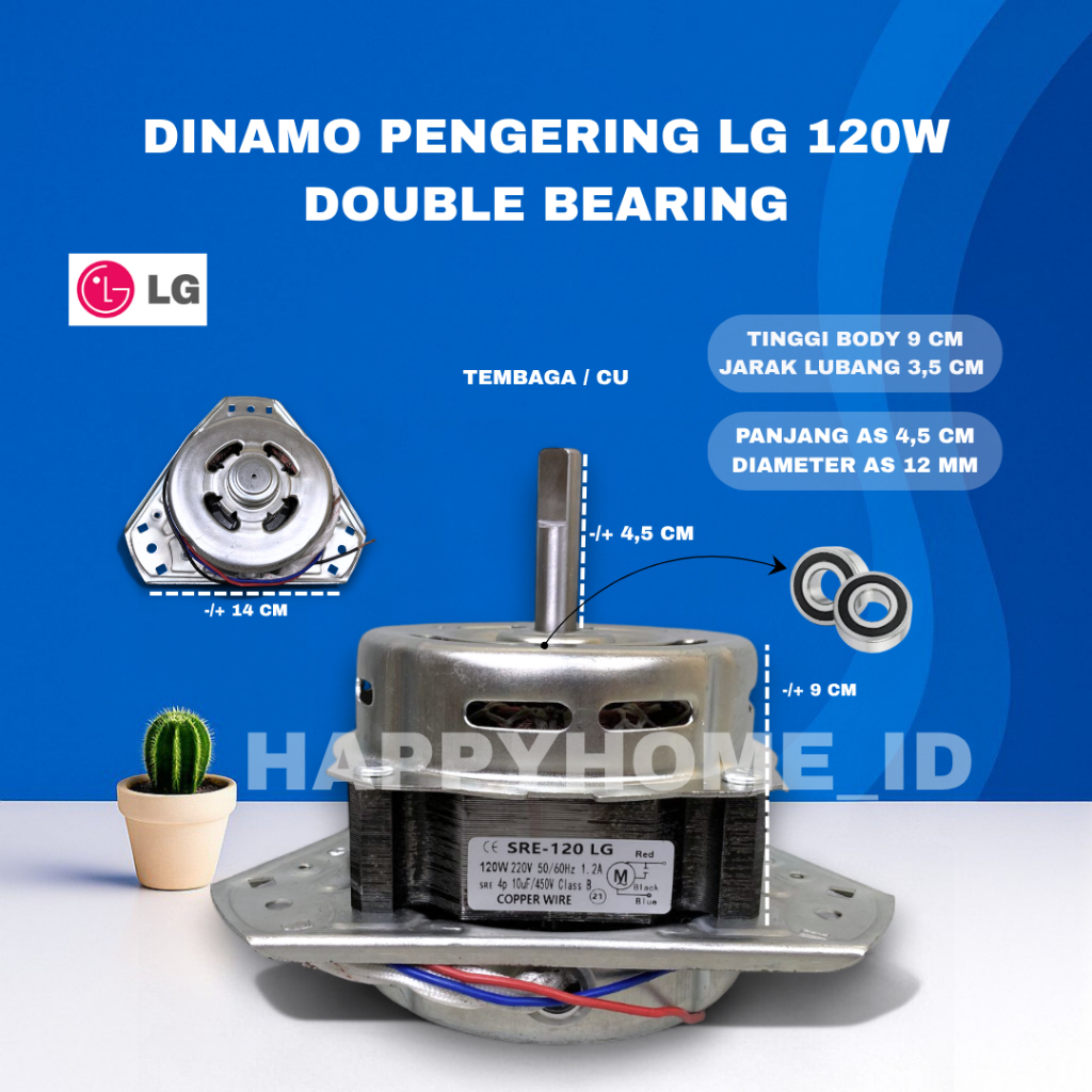 Jual DINAMO SPIN/ MOTOR PENGERING LG 120W 2 TABUNG TEMBAGA / CU / MOTOR ...
