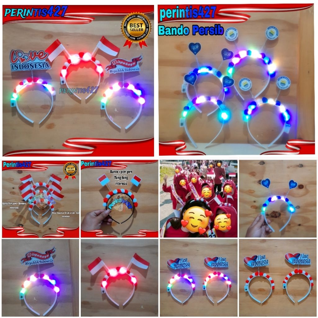 Jual BANDO POM POM LAMPU LED ALL SIZE BISA DI PAKAI ANAK ANAK DAN ...