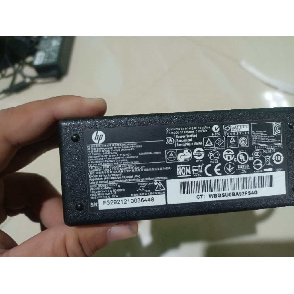 Jual Adaptor cas laptop hp 1000 cq43 430 431 cq42 lubang besar original ...