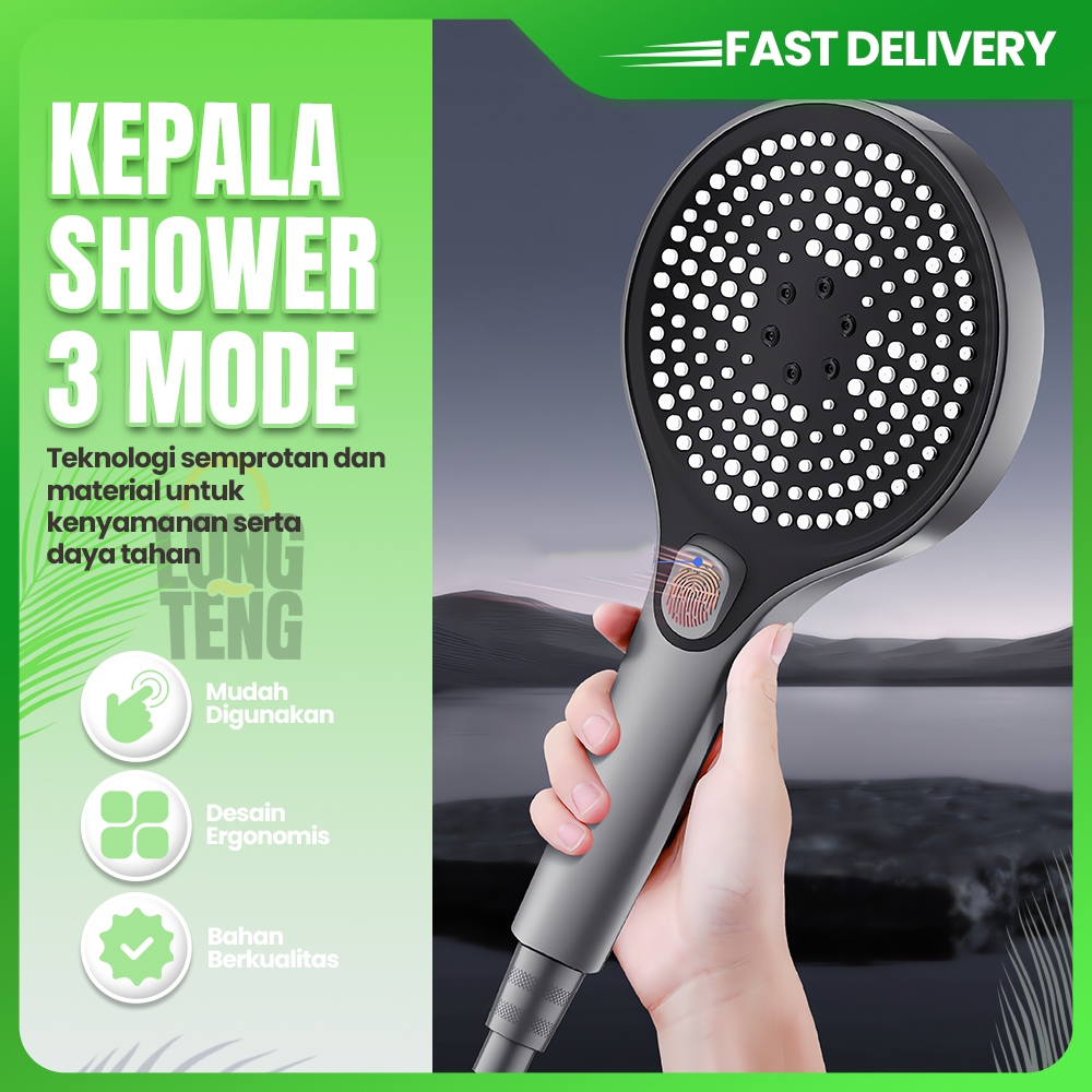Jual Kepala Shower Mandi High Pressure 3 Mode Pancuran Air Genggam Premium | Shopee Indonesia