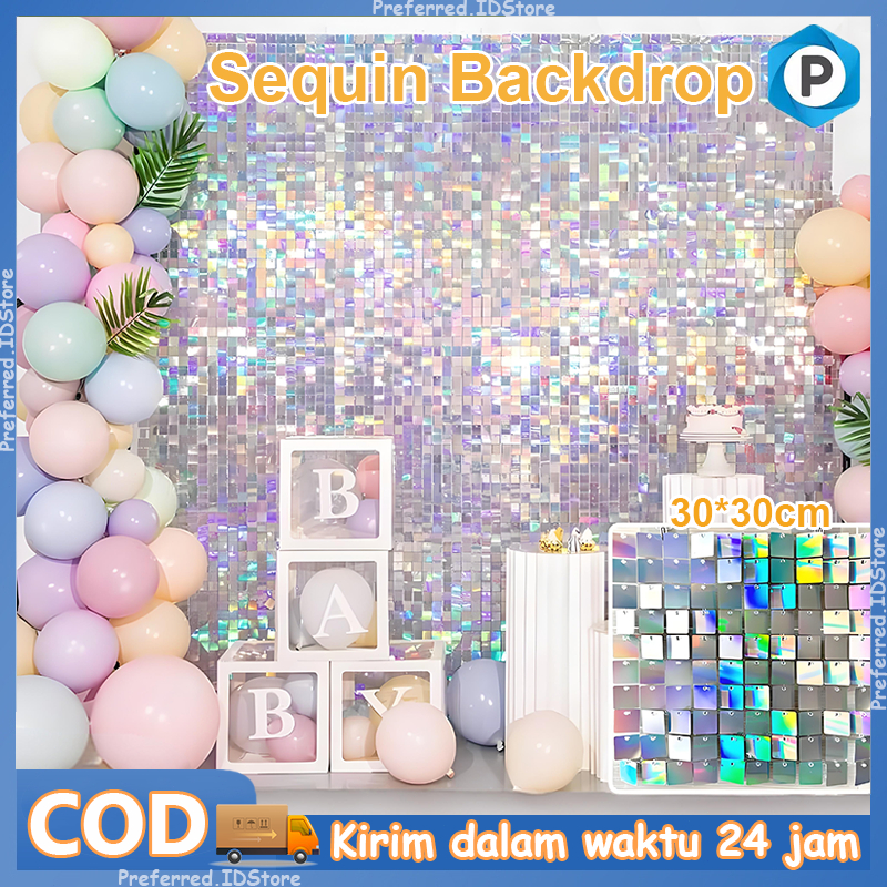 Jual Sequin Panel Backdrop Tile Wall Kotak untuk dekorasi dinding pesta ...