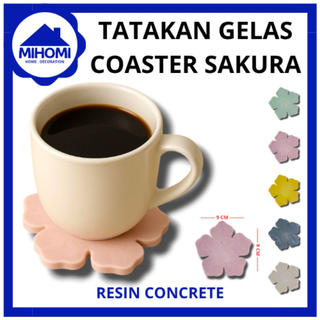Jual Tatakan Gelas Aesthetic Coaster Sakura Ukuran 9 CM Bahan Resin ...