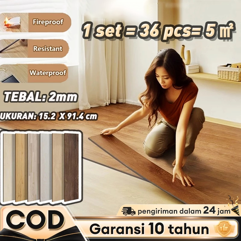 Jual Floor Vinyl Lantai Stiker 91.5cm x 15.2cm Lantai kayu parquet ...