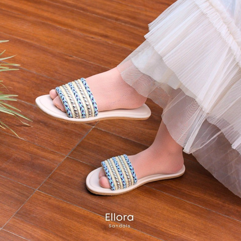Jual [DAPAT 2 PASANG] ONE LOVE ELLORA SANDAL - SANDAL FLAT WANITA ...