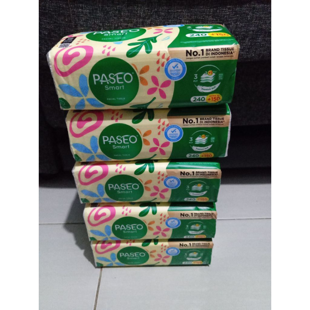 Jual tissue Paseo 240 sheet+150 3ply tisu paket isi (5pcs) | Shopee ...