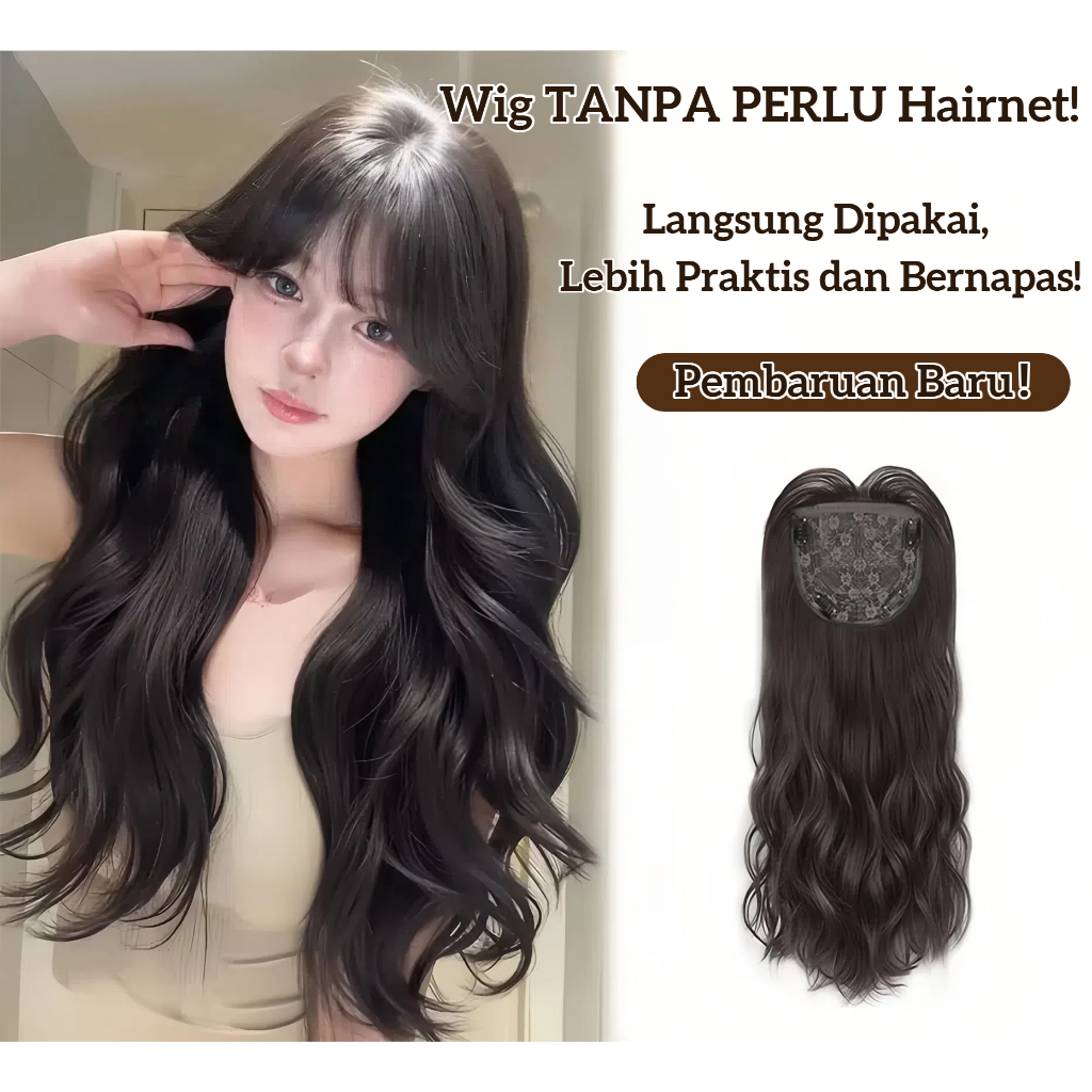 Jual Wig TANPA PERLU Hairnet Wig korean style Rambut palsu wanita jepit ...