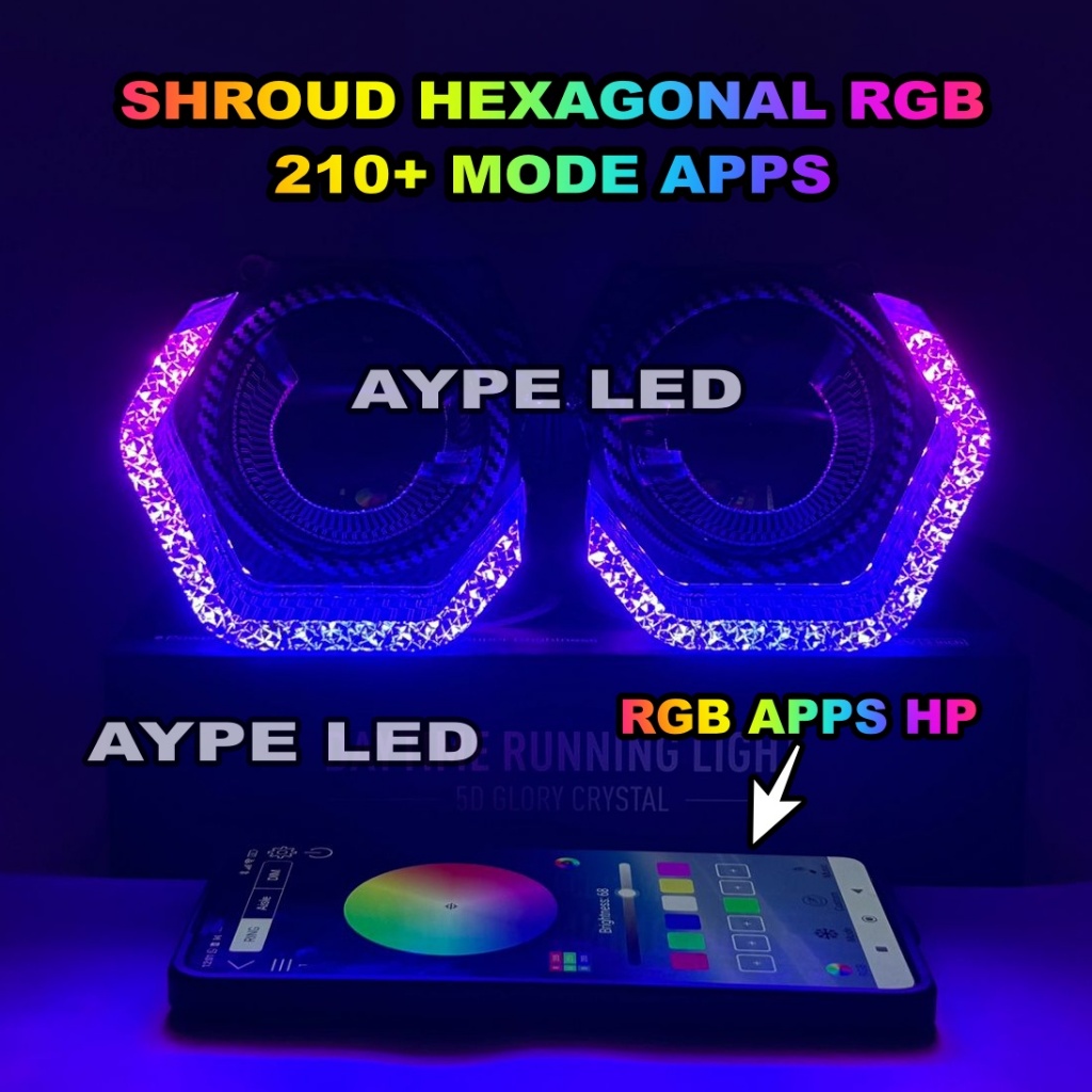 Jual Ring Shroud Akrilik 5D Hexagonal 2,5 inch Biled Projector Rgb Apps ...