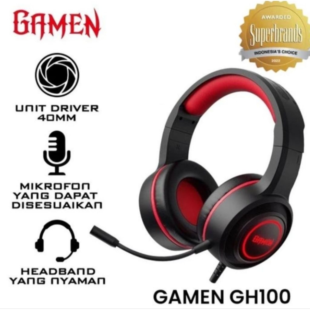 Jual Headset GAMEN GH100 headset gaming headphone for PC/ HANDPHONE ...