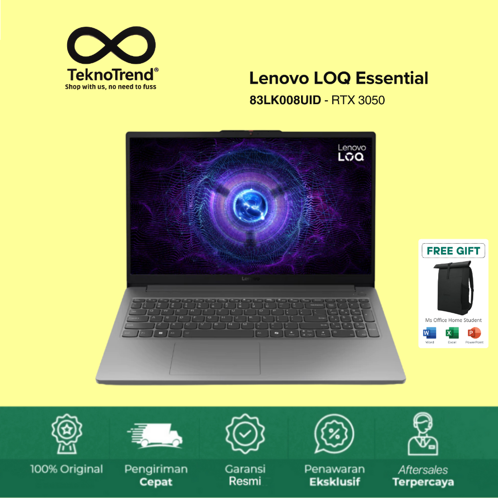 Jual Lenovo LOQ Essential 15IAX9E 8UID i5 12450HX 12GB 512GB RTX 3050 ...