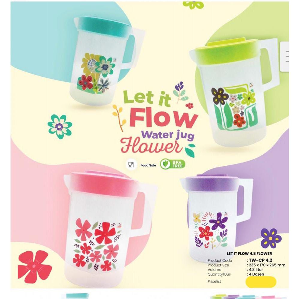 Jual Let it Flow Water Jug Flower 4.8 Flour / TEKO PLASTIK JUMBO ...