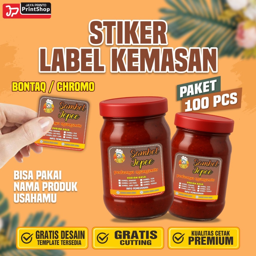 Jual Cetak Stiker Label Kemasan Paket 100pcs Paket Hemat Free Cutting ...