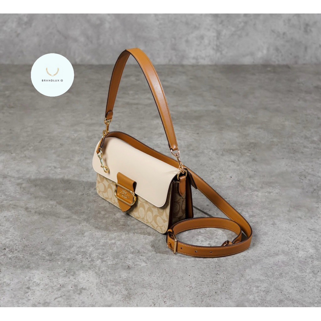 Jual Coach Morgan East West Monogram Beige Falp Shoulder Bag in Ivory ...