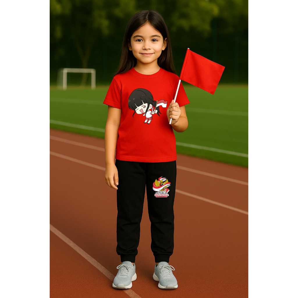 Jual Setelan Anak Kaos dan Jogger Pejuang Cilik HUT RI 80 Stelan 17 Agustus Seragam Merah Putih ...