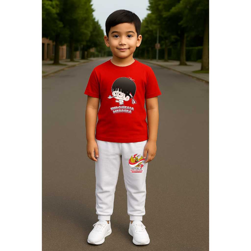 Jual Setelan Anak Kaos dan Jogger Lomba Kelereng HUT RI 80 Stelan 17 Agustus Seragam Merah Putih ...