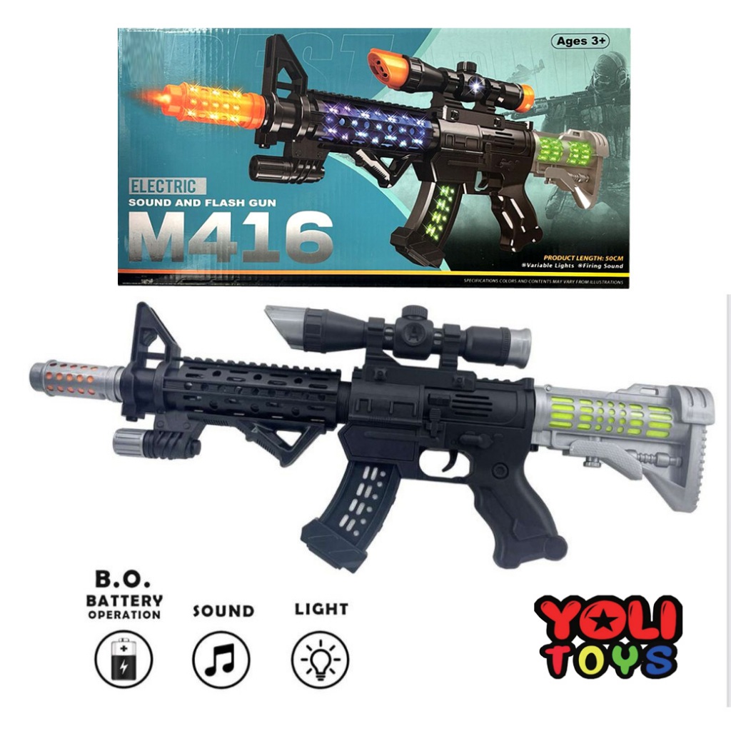 Jual Yoli Toys - Mainan Anak Pistol M416 50 cm Sound and Flash Diecast Militer Mainan Pistol ...