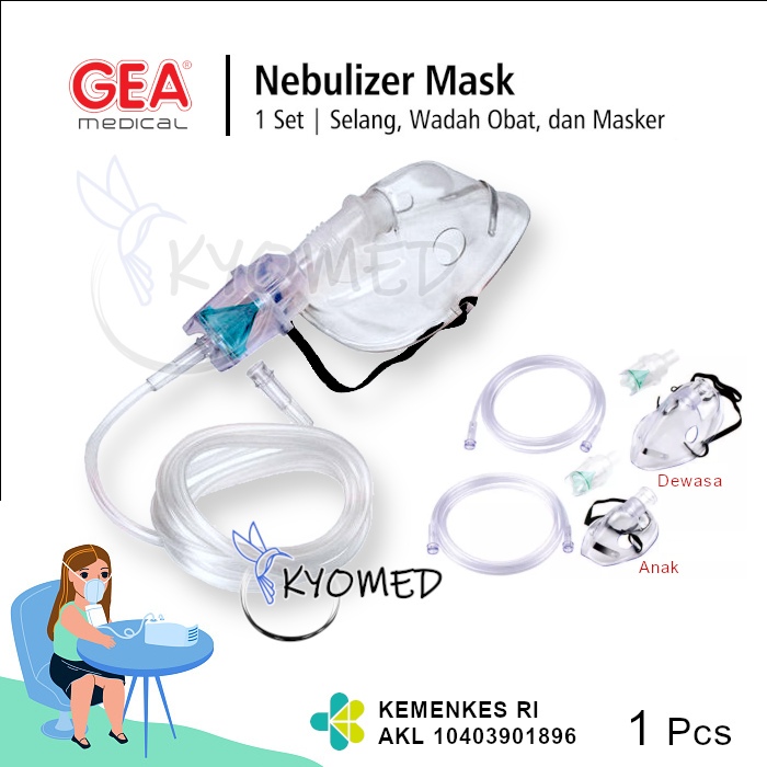 Jual Masker Nebulizer Merk GEA / Masker Nebu / Medical Nebuliser Mask ...
