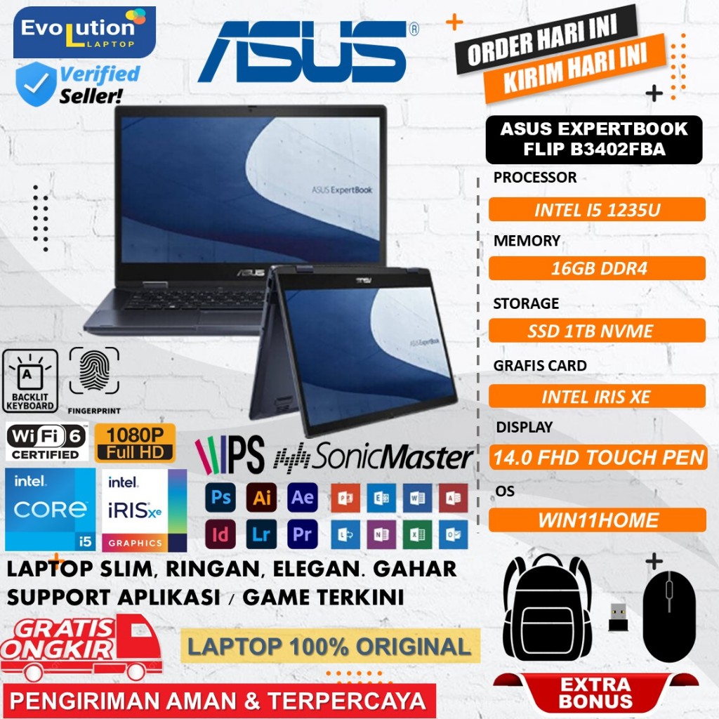 Jual Laptop Touch Asus ExpertBook Flip B3402FBA Intel I5 1235U 16GB 1TB ...