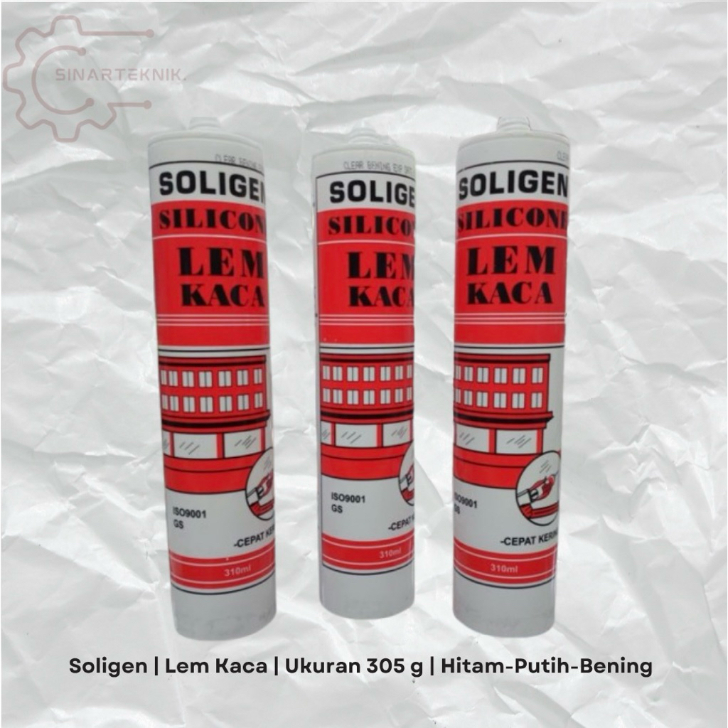 Jual Lem Kaca Soligen 305 g Silicone Sealant (Hitam-Putih-Bening) Anti ...