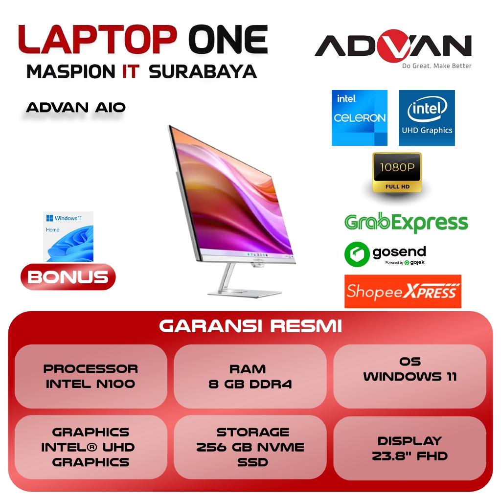 Jual ADVAN AIO N100 8GB 256GB 23.8FHD W11 | Shopee Indonesia