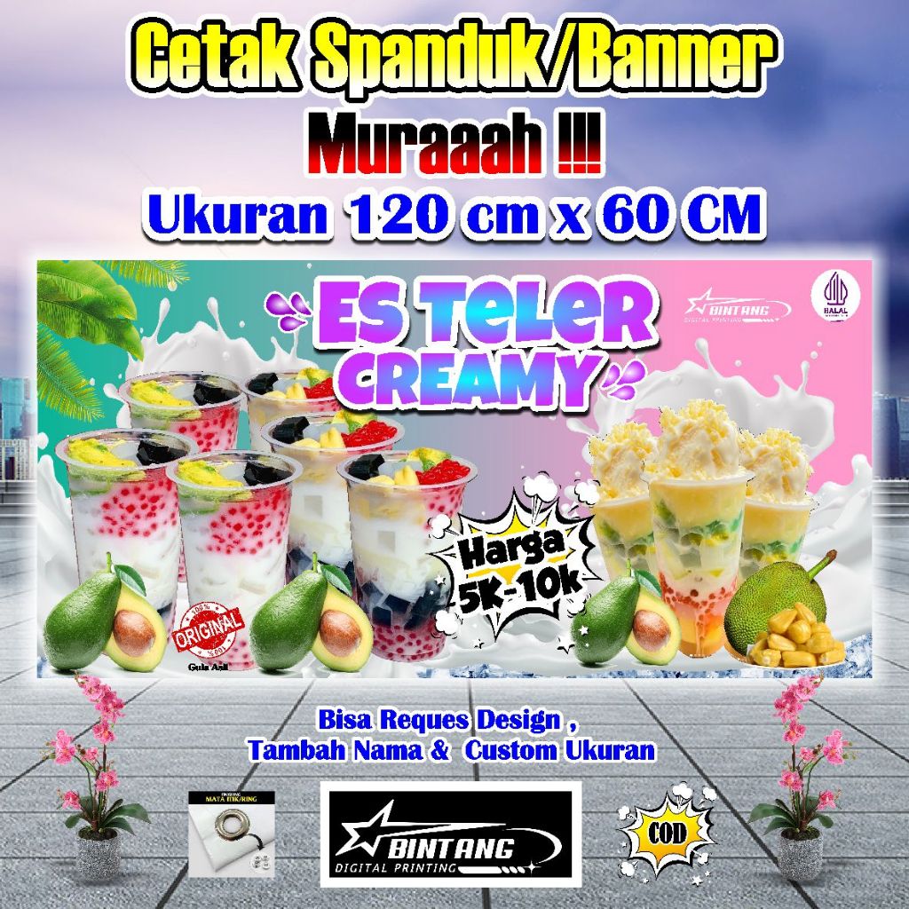Jual Spanduk Banner Es Teler Ukuran 120 cm x 60 cm | Shopee Indonesia