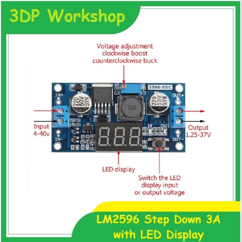Jual LM2596 with display DC STEP DOWN ADJUSTABLE | Shopee Indonesia