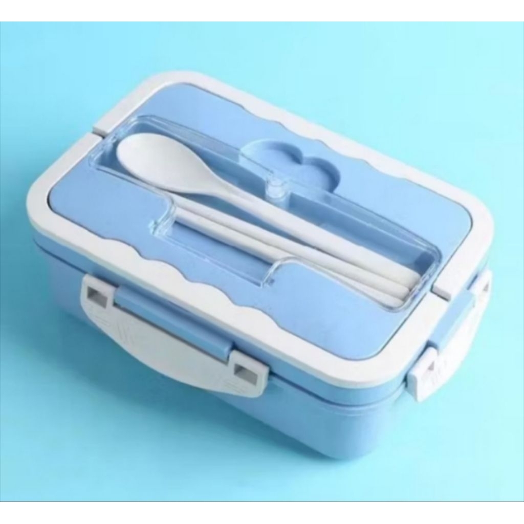 Jual Promo. Lunch Box 1000 ML 1Set Kotak Makan Free Sendok Sumpit ...