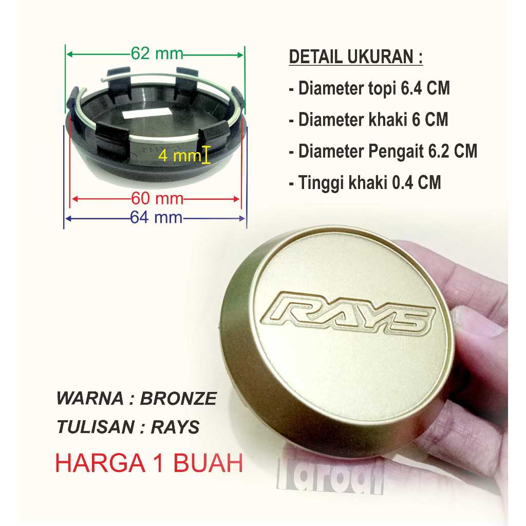 Jual 1 buah tutup as roda ban mobil dop center velg te37 ce28 Rays re30 ...