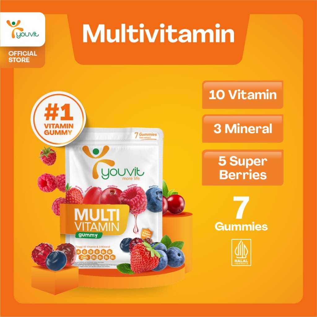 Jual Youvit Multivitamin Gummy - Multivitamin Dewasa untuk Imunitas Dengan Vitamin C, Vitamin D ...