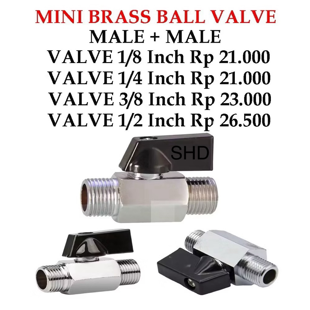 Jual Mini Brass Ball Valve Male Male 1/8" 1/4" 3/8" 1/2" Inch Stop Kran Brass M-M Stop Kran Drat ...