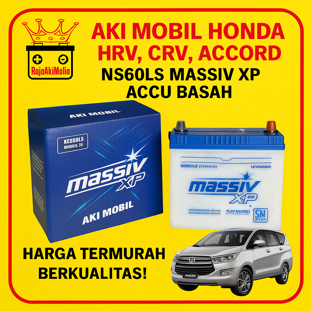 Jual AKI MOBIL HONDA HRV, CRV, ACCORD NS60LS MASSIV XP ACCU BASAH ...