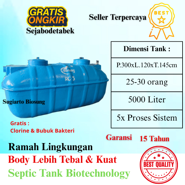 Jual Septic tank biotech 5000 Liter, septic tank biosung RC 5 KAPAITAS ...
