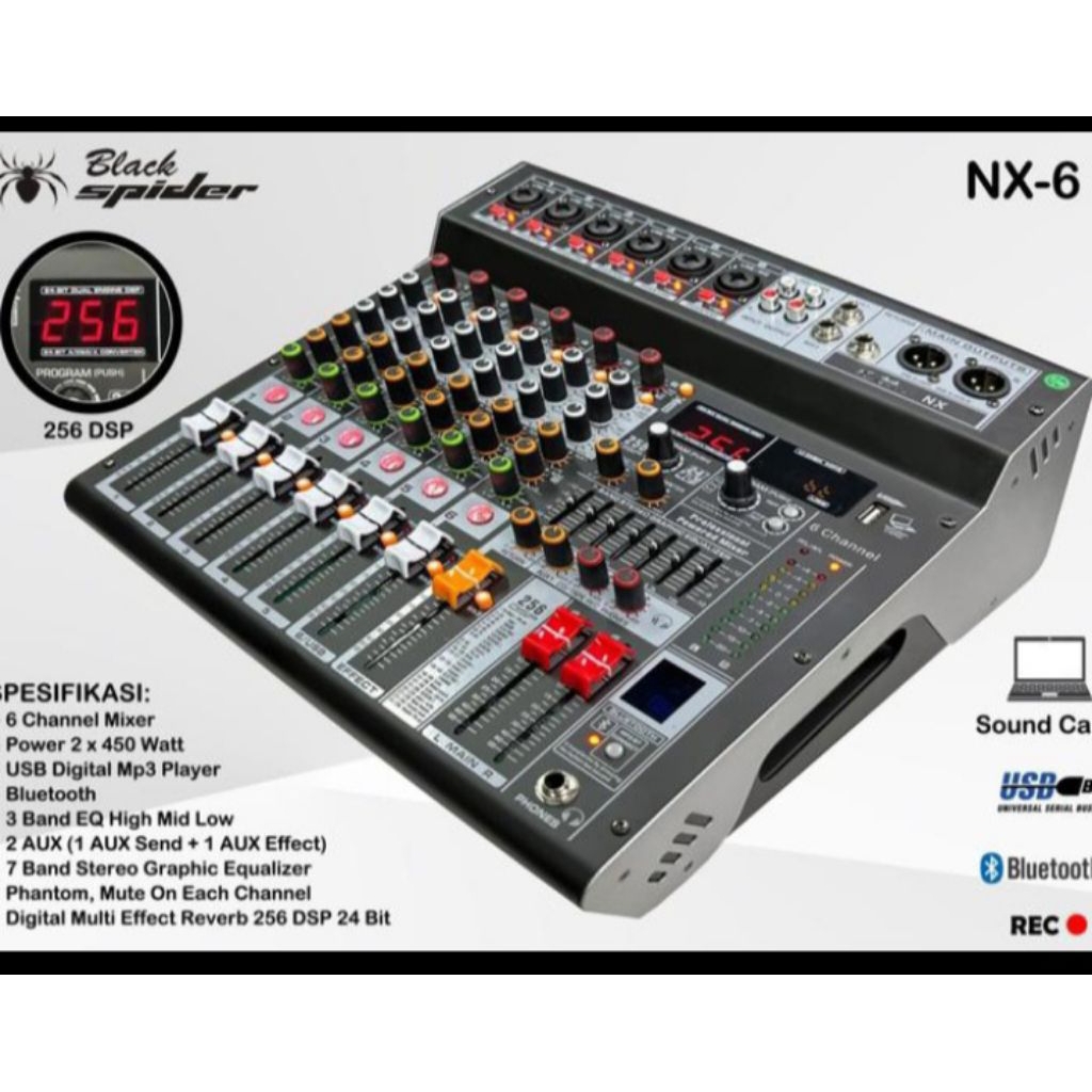 Jual POWER MIXER BLACK SPIDER NX-6 NEW 256 DSP 6 CHANNEL | Shopee Indonesia