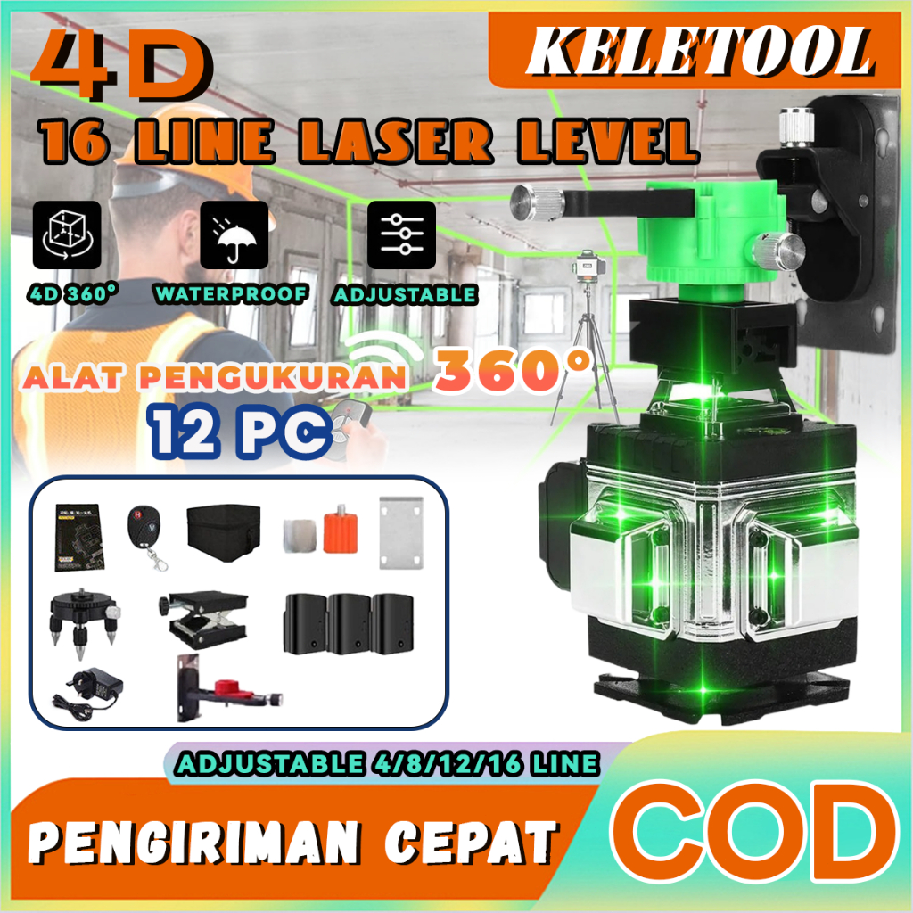 Jual 8/12/16 waterpass laser line 4d Laser level Mesin Remote laser ...