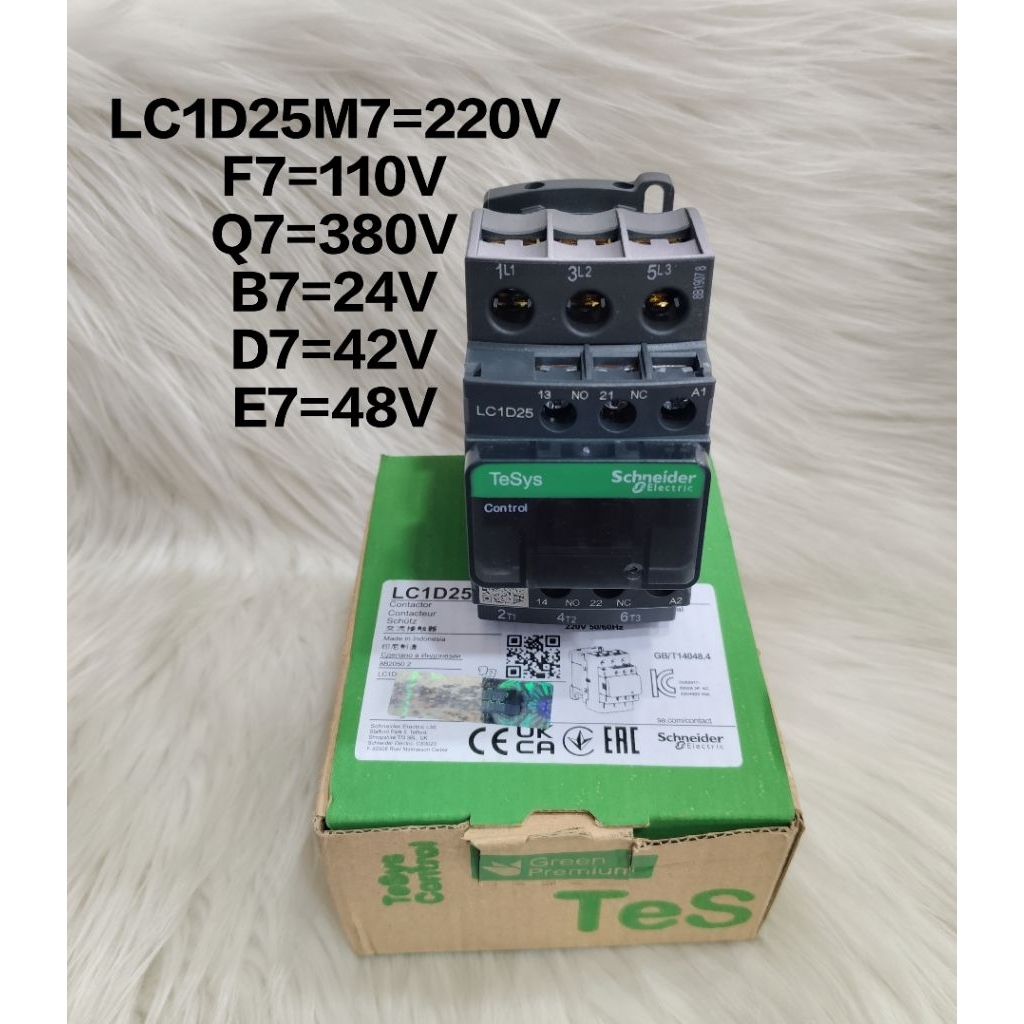 Jual contactor schneider original LC1D25Q7 380VAC 40A 3Phase/contactor ...