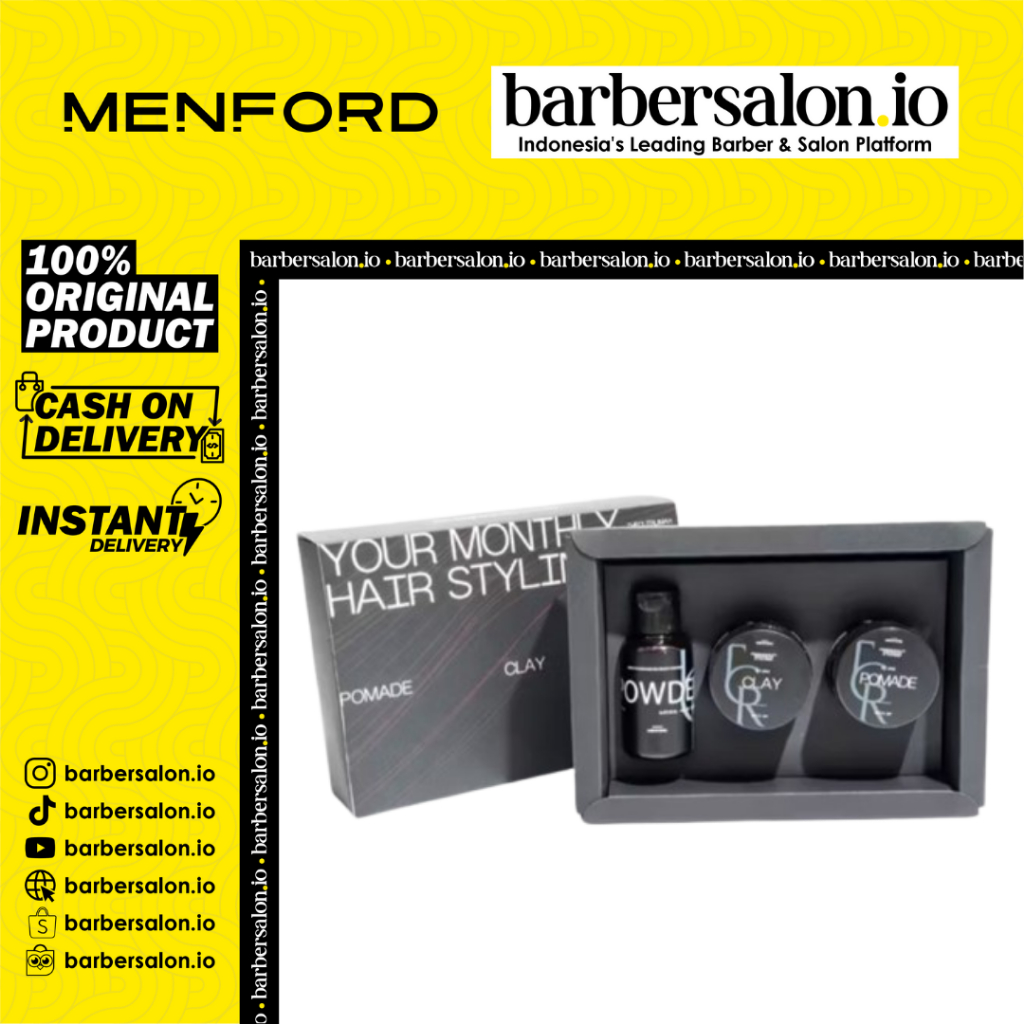 Jual Menford Paket Hairstyling Thecutrumah Barber - Clay Pomade Powder ...