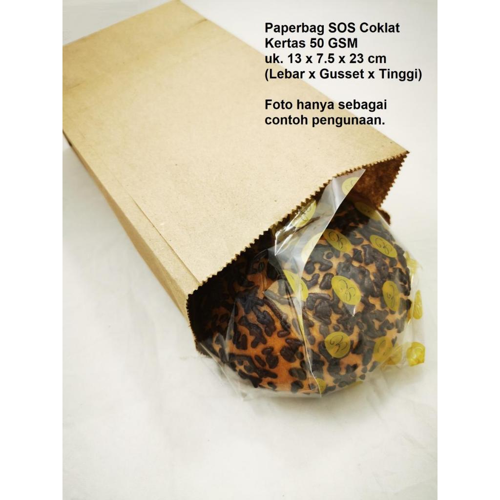 Jual Paper Bag Kertas Coklat Sos Isi 100 Pcs Ukuran 13 x 7,5 x 23 Cm ...