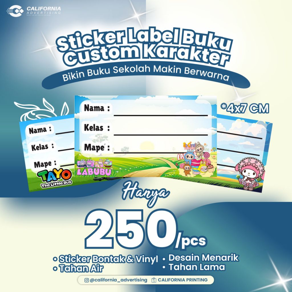Jual Sticker Label Nama Buku Anak Sekolah Custom Karakter Lucu Unik ...