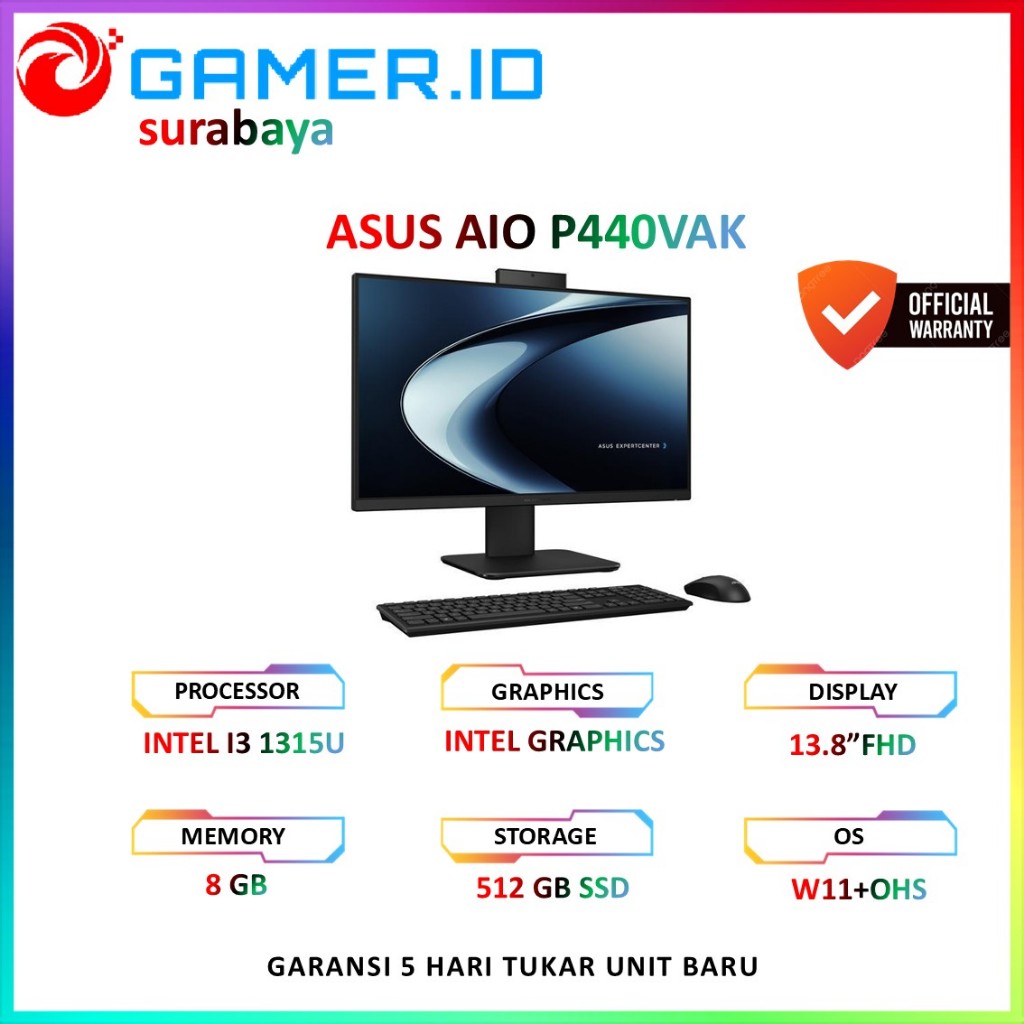 Jual ASUS AIO P440VAK I3 1315 8GB 256/512GB 23.8FHD BLK -B3850W ...
