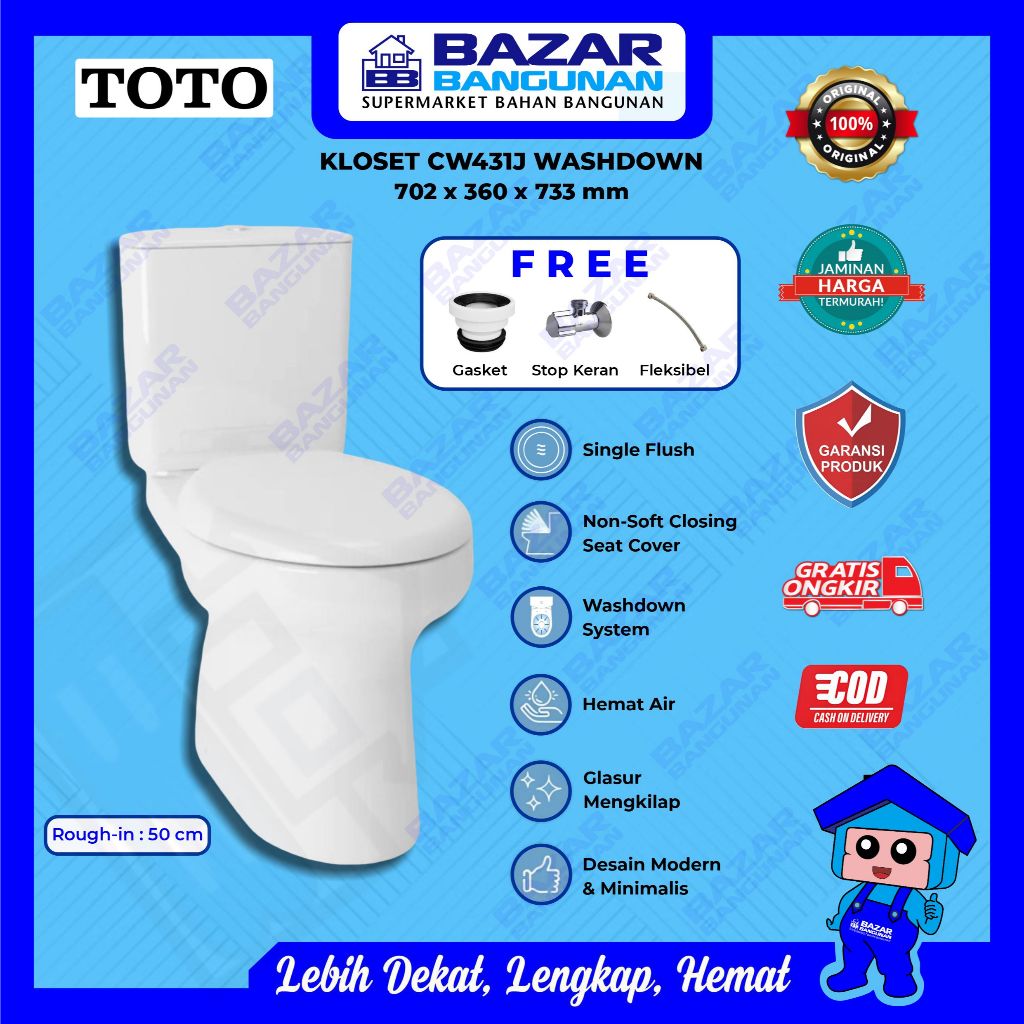 Jual Toto - Closet Kloset Toilet Duduk WC CW431J CW 431 J 431J Two ...