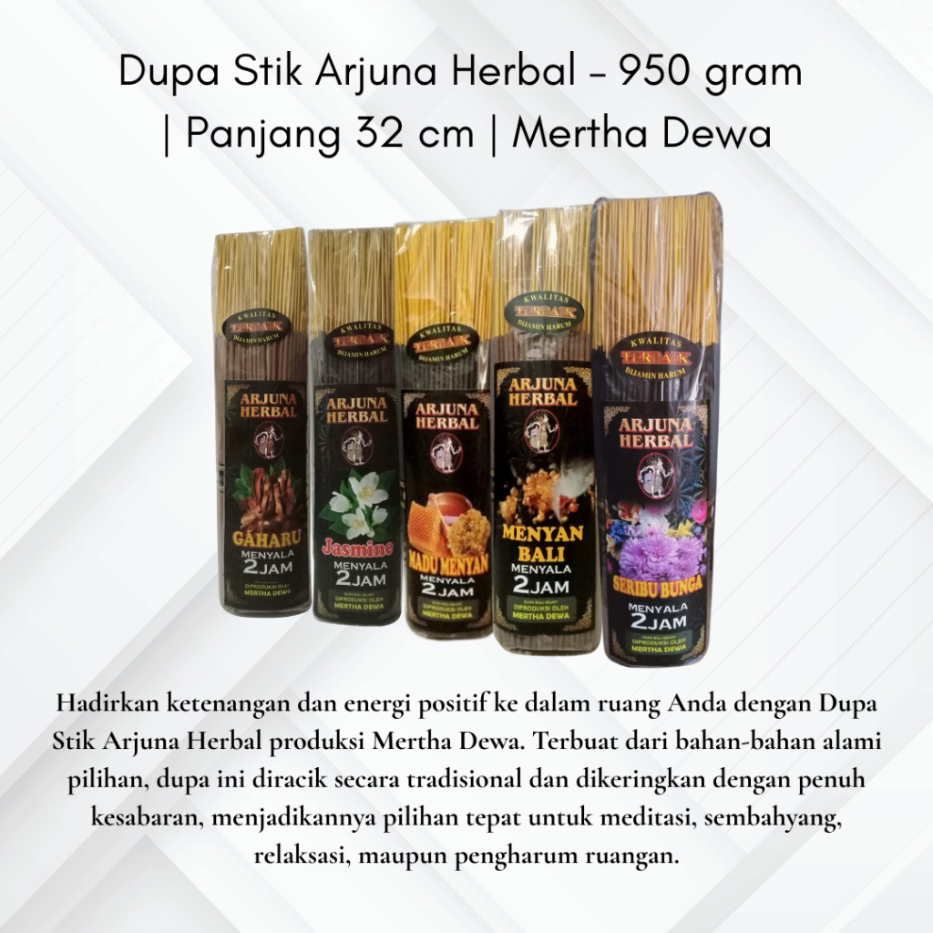 Jual Dupa Stik Arjuna Herbal Menyala 2 Jam – 950 gram | Panjang 32 cm ...